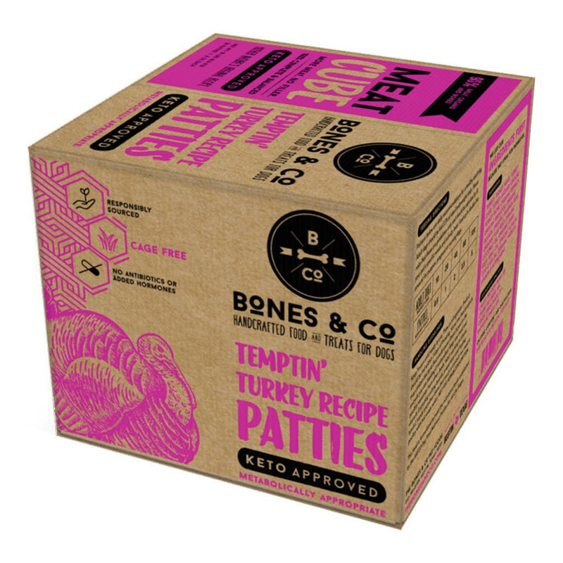Bones & Co Raw Frozen Keto Formula Turkey Patties – Furly's Pet Supply