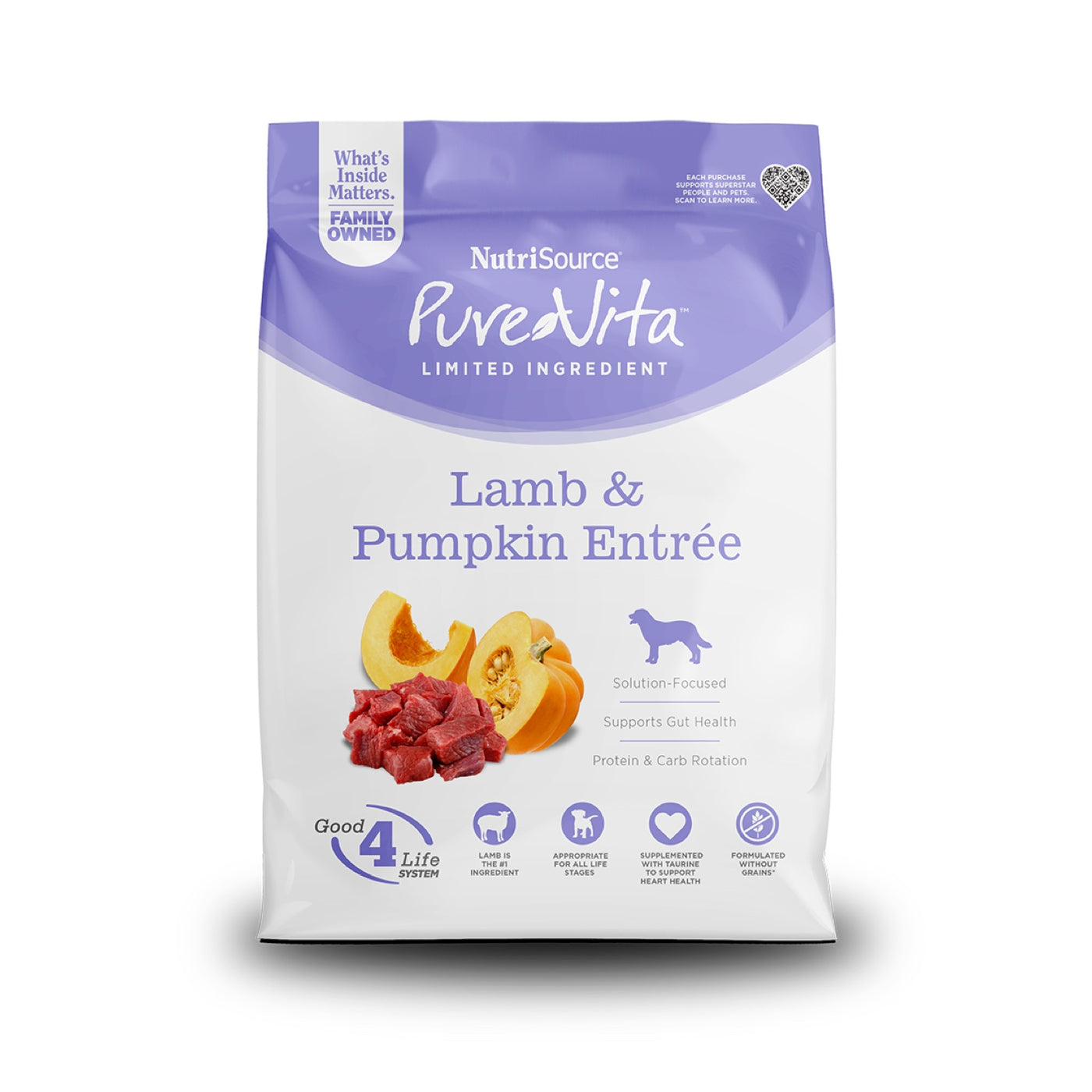 Nutrisource PureVita Limited Ingredient Lamb & Pumpkin Grain Free Dog ...