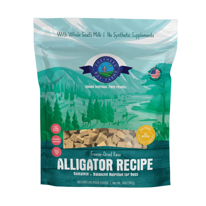 Shepherd Boy Farms Freeze Dried Alligator Recipe 14oz – Furly's Pet Supply