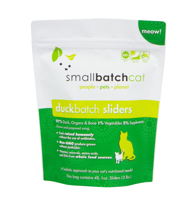 Smallbatch Frozen Raw Cat Duck Sliders 3lb – Furly's Pet Supply